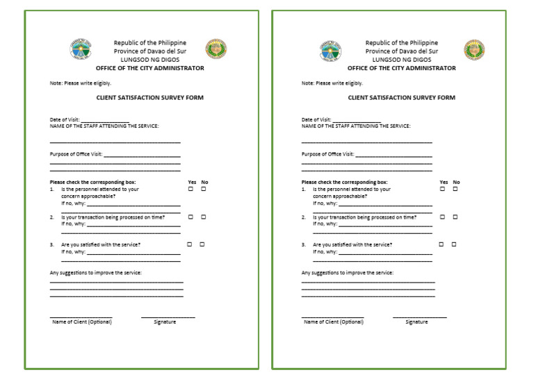 Client Satisfaction Form | PDF