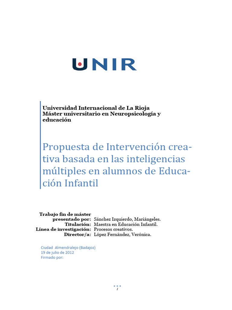 Inteligencias Múltiples - Proyecto de Intervención | PDF | Creatividad ...