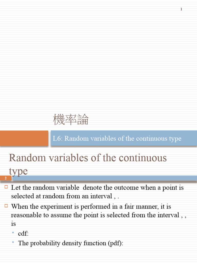 L6-Random Variables of The Continuous Type | PDF | Probability Distribution | Probability Theory