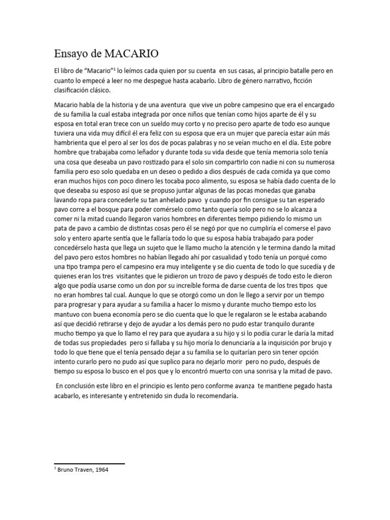Ensayo MACARIO | PDF