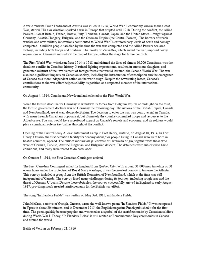 WW1 Notes | Download Free PDF | World War I | 2nd Millennium Conflicts