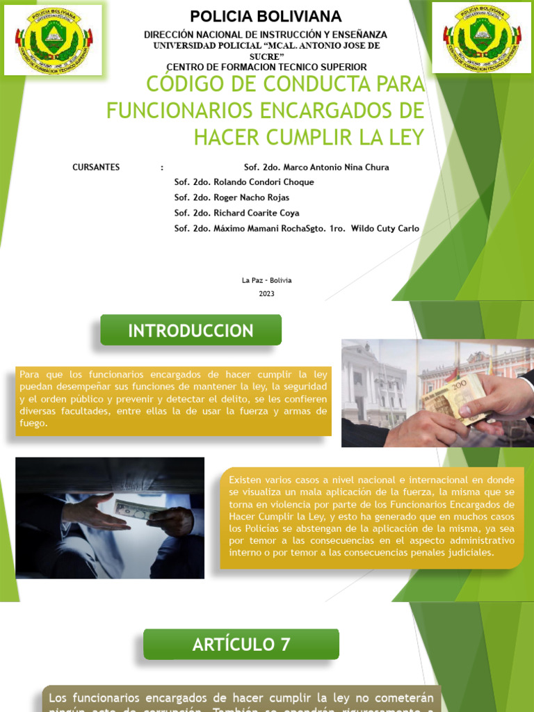 Código de Conducta Para Funcionarios Encargados de Hacer | PDF | Corrupción política | Policía
