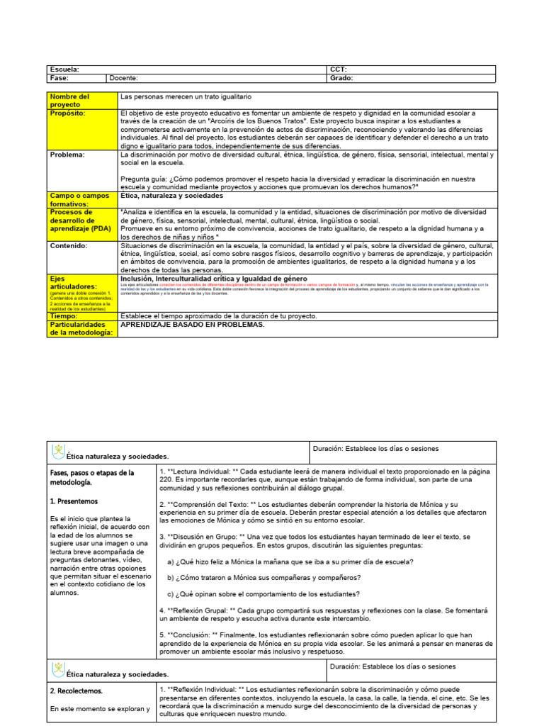 Formato de Planeación Proyectos - ABProblemas | PDF | Enseñando | Aprendizaje
