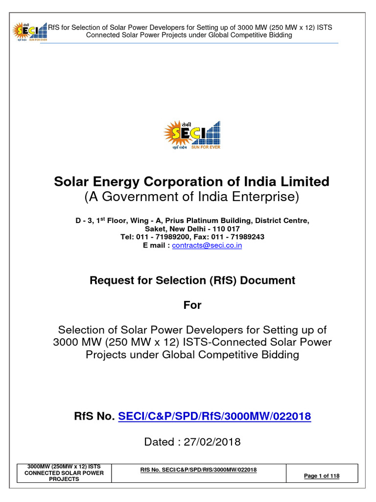 RfS_3000 MW ISTS-connected Solar Projects_web upload | PDF | Solar ...