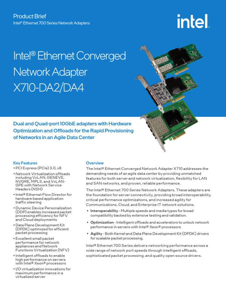 Intel Ethernet Converged Network Adapter X710-DA2-DA4 | PDF | Computer ...