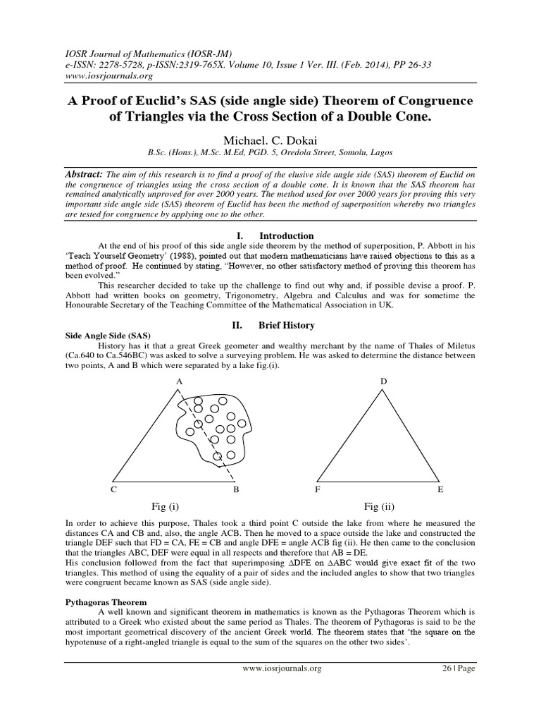 EUCLIDS SAS THEOREM (MPT) | PDF | Euclid | Geometry