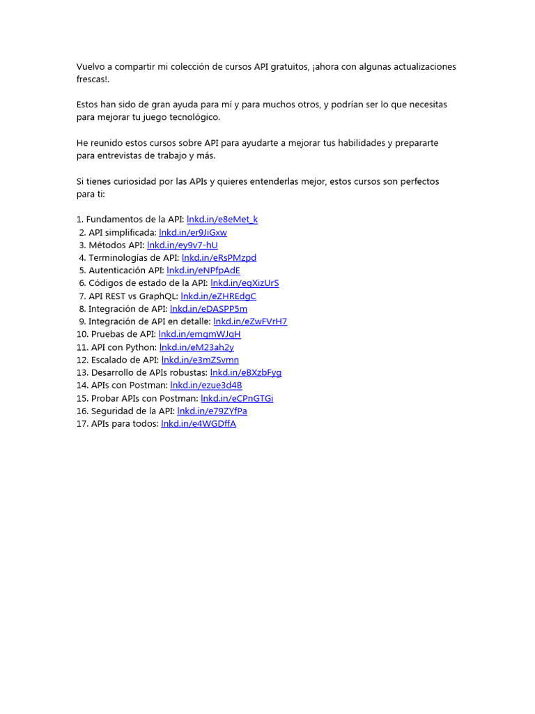 Cursos Gratis para Dominar APIs | PDF