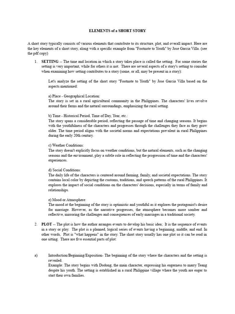 ELEMENTS of A SHORT STORY | PDF | Plot (Narrative) | Motivation