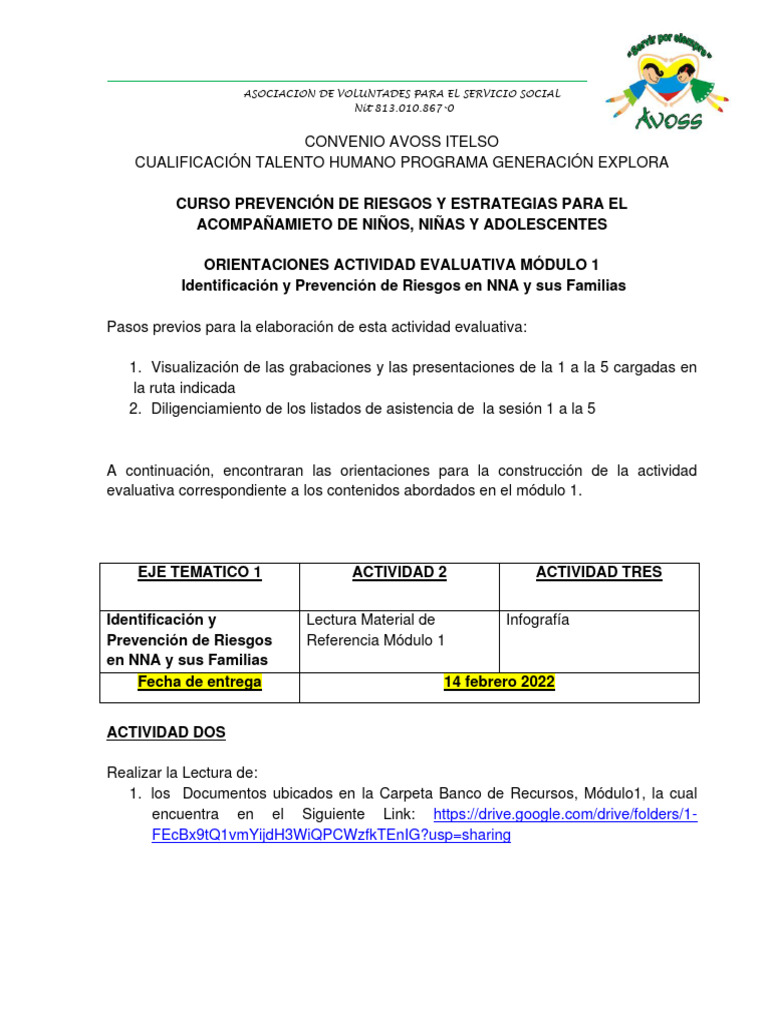 Actividad Evaluativa 1 - Guia de Orientaciones | PDF