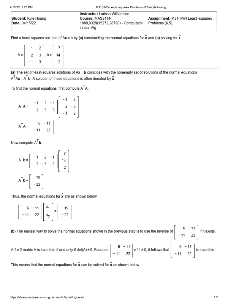 M31 | PDF | Matrix (Mathematics) | Ordinary Least Squares