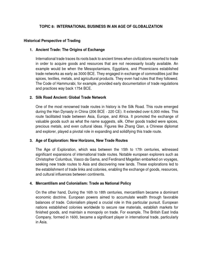 Chapter 8 - Written Report | PDF | Globalization | Trade