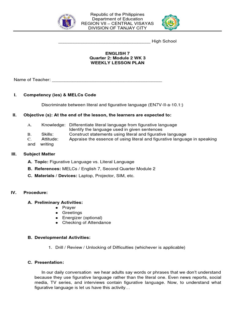 English 7 Q2 WK3 Fig Lang | PDF | Metaphor English 7 Q2 WK3 Fig Lang | PDF | Metaphor