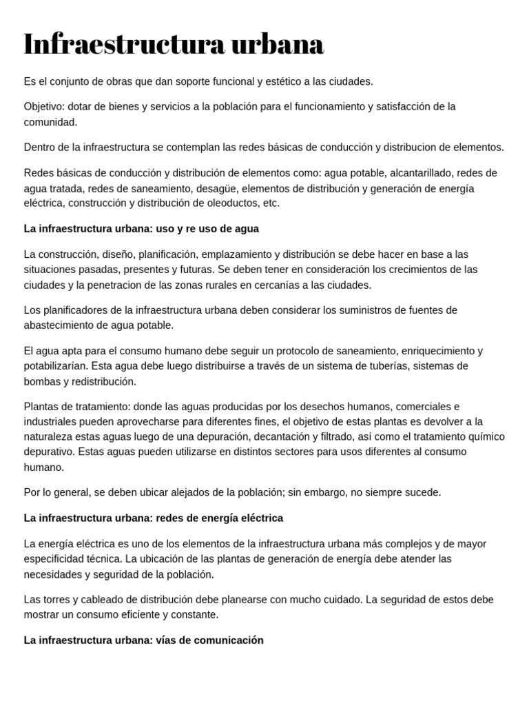 Infraestructura urbana | PDF | Infraestructura | Agua