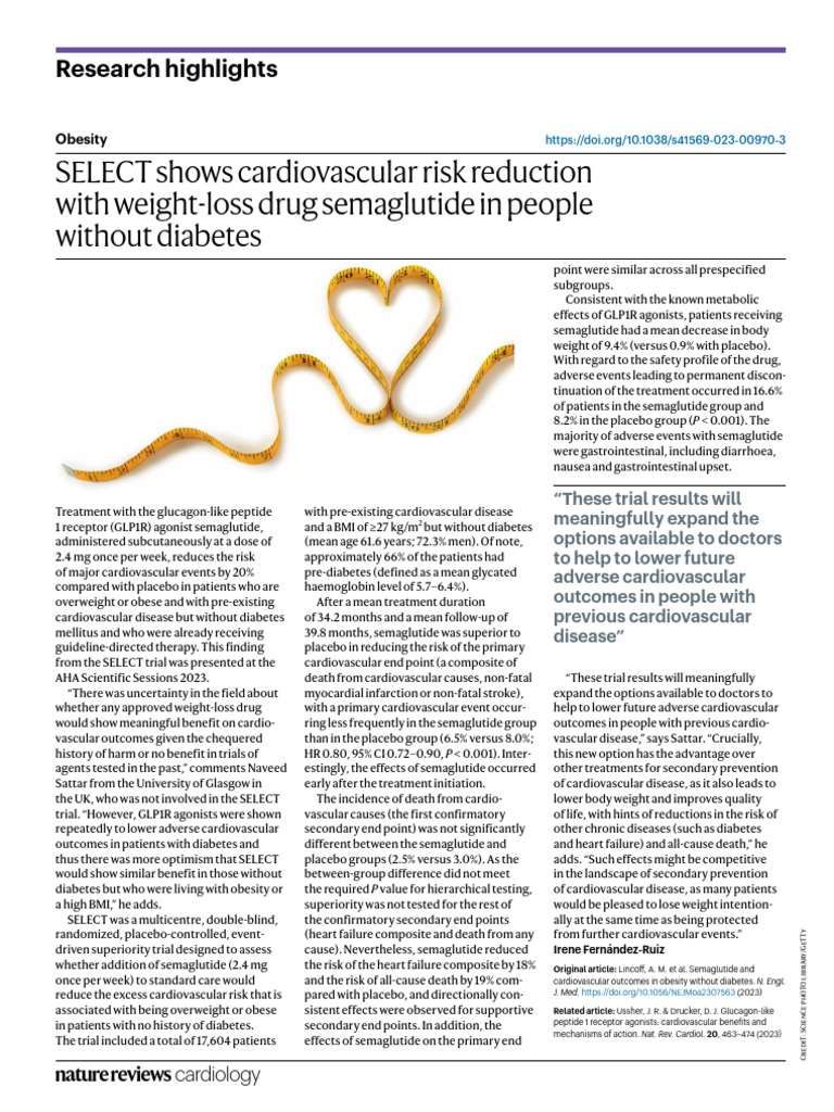 SELECT Shows Cardiovascular Risk Reduction With Weight-Loss Drug ...