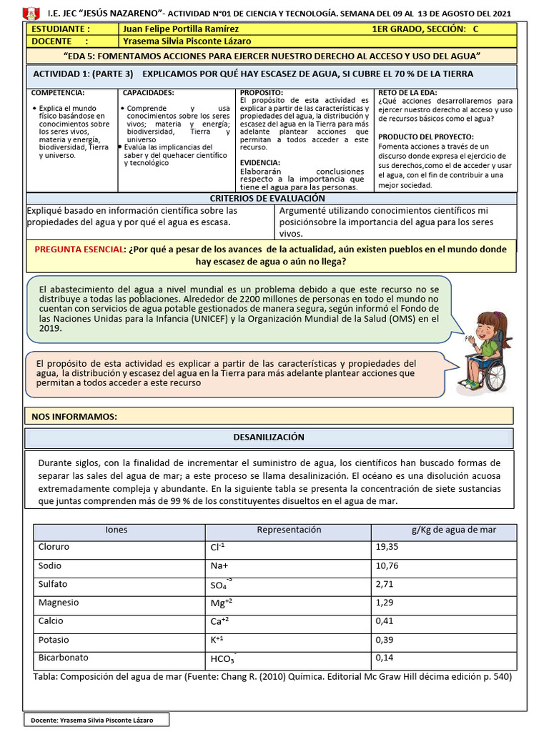 EDA5- ACTIV. 1 -PARTE 3 | PDF | Agua | Ósmosis