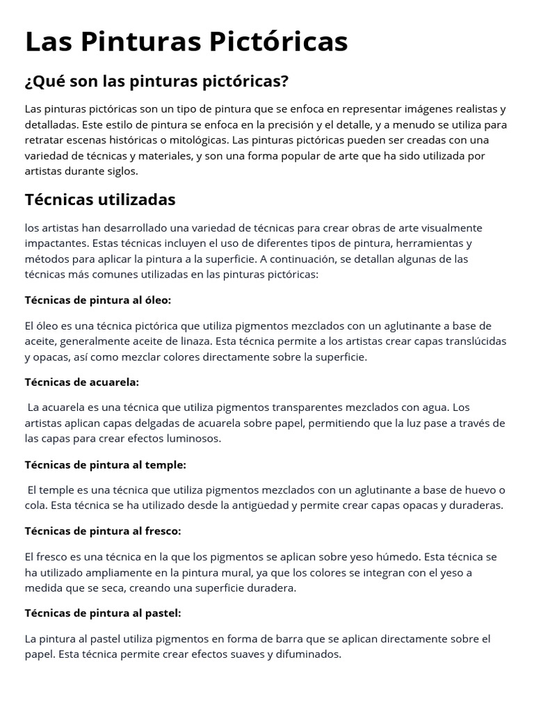 Las Pinturas Pictóricas | PDF | Pinturas | Pintura al óleo