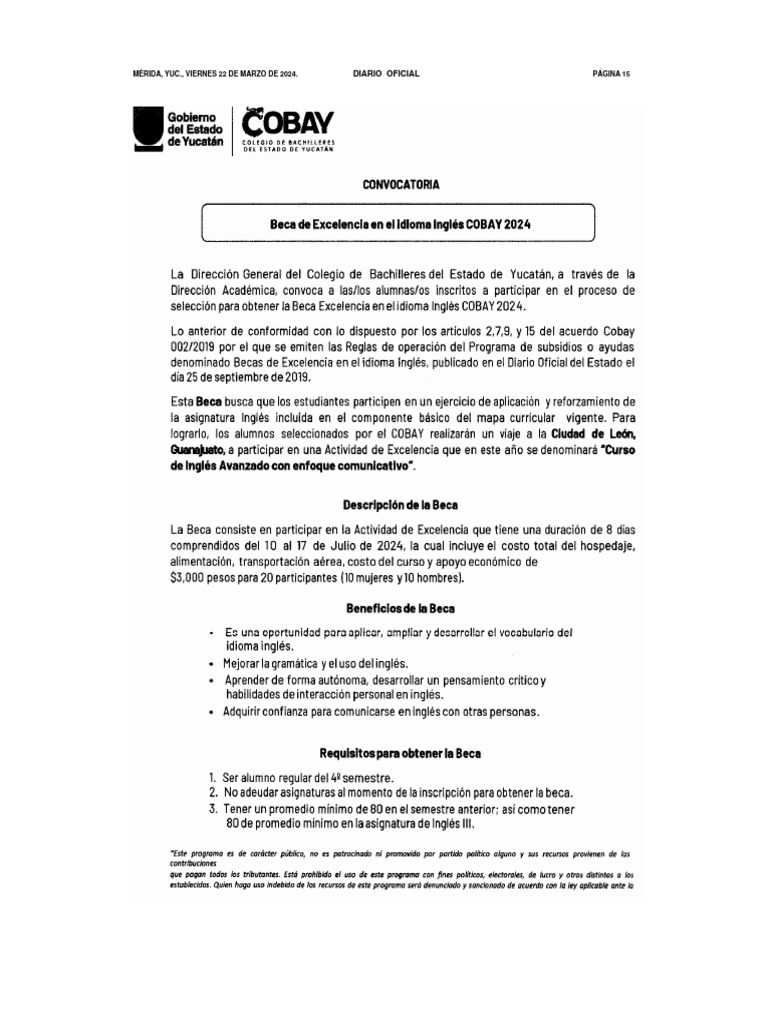Becas de Excelencia 2024 DOGEY | PDF | Estilo de vida