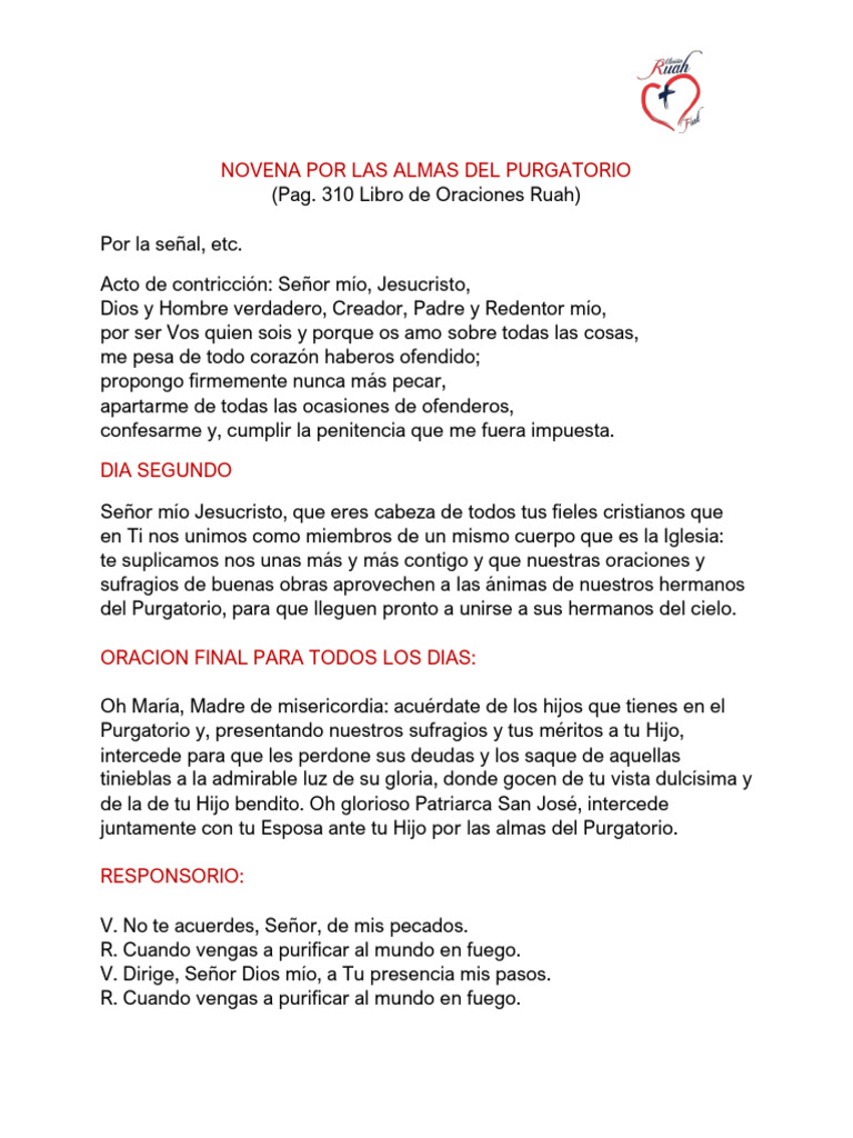 Novena Por Las Almas Del Purgatorio | PDF | Religión y espiritualidad | Poesía