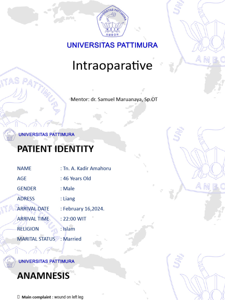 Intraop Tn. A. Kadir Amahoru | PDF | Wound | Causes Of Death