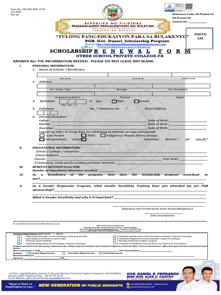 Scholarship Form | PDF | Government And Personhood
