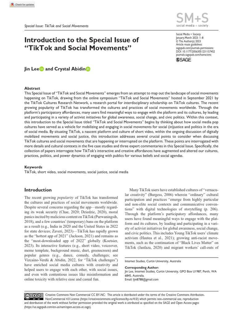 TikTok's Role in Social Movements | PDF | Social Media | Popular ...