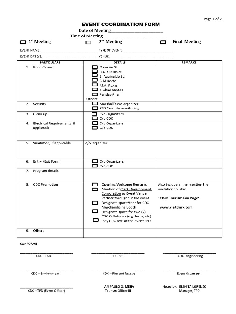 NEW Event Coordination Form | PDF