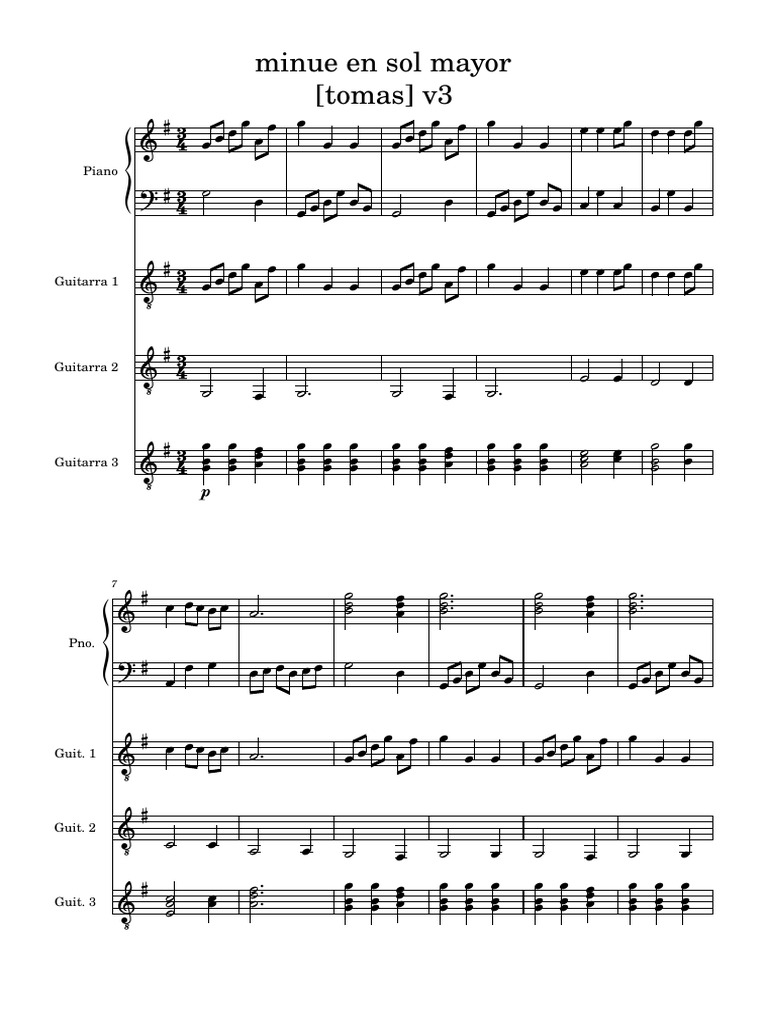 Minuet in G Major Sheet Music | PDF