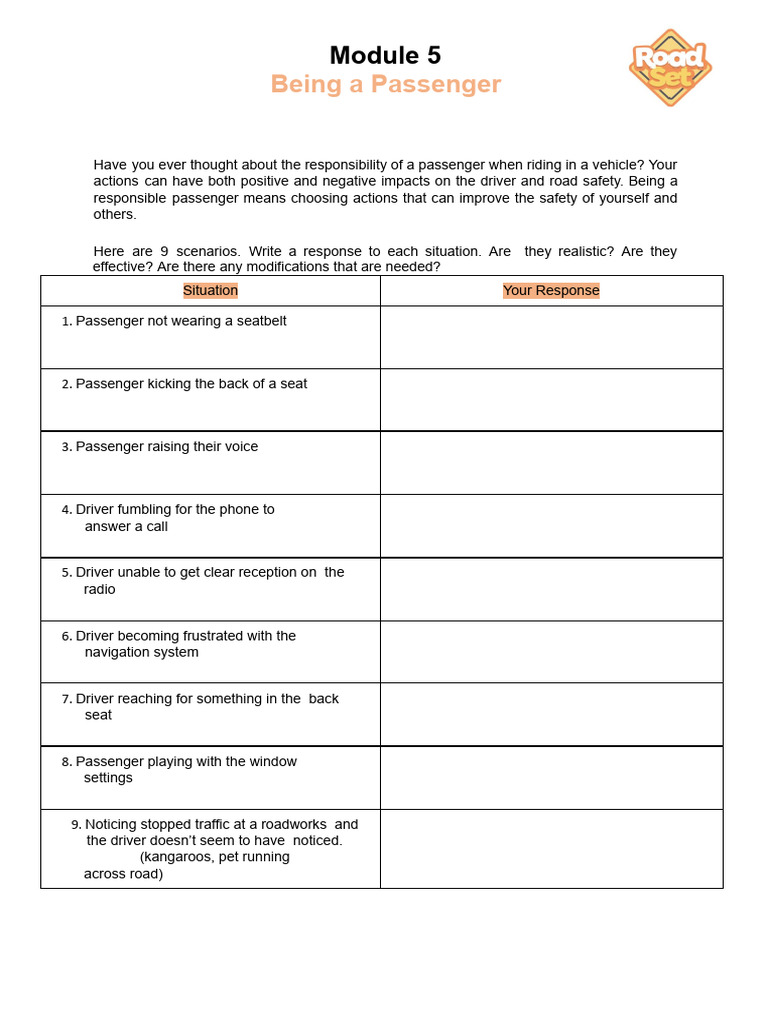 Passenger Safety Responsibility Scenarios | PDF | Technology & Engineering