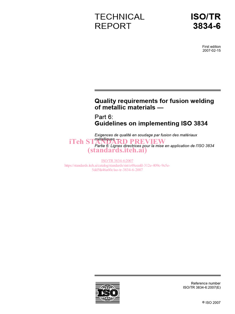 Iso TR 3834 6 2007 | PDF | International Organization For ...