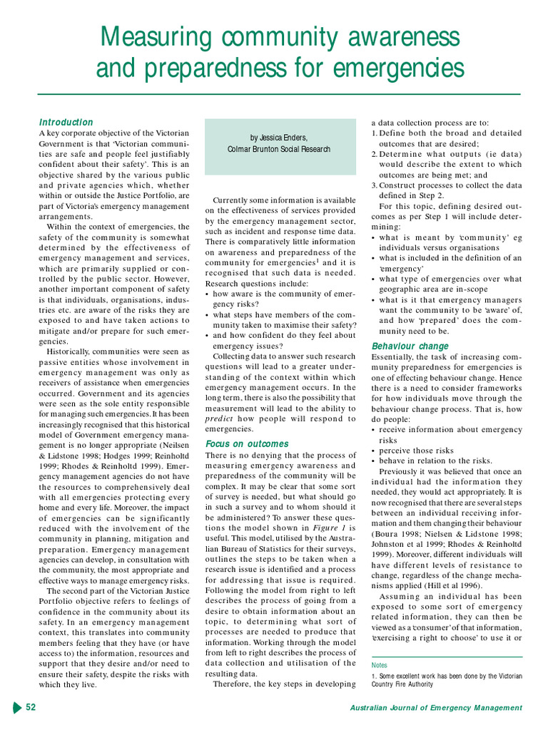 Measuring Community Awareness and Preparedness For 3r4f9733kt | PDF ...