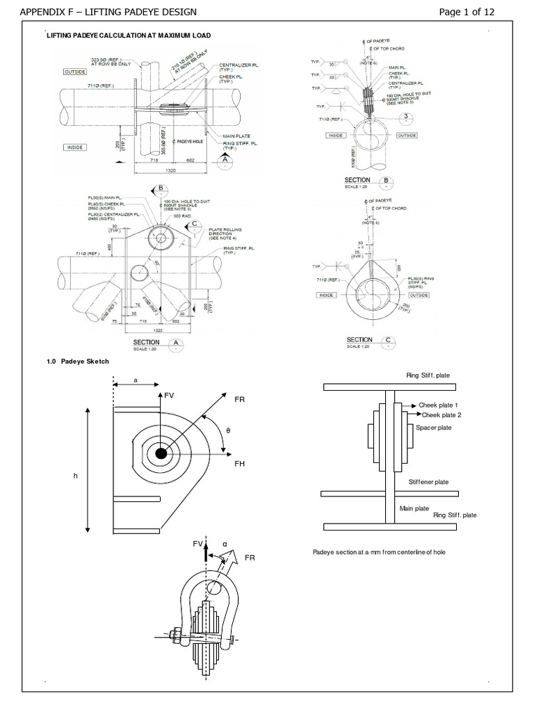 Appendix F - Lifting Padeye Design | PDF | Stress (Mechanics) | Continuum Mechanics