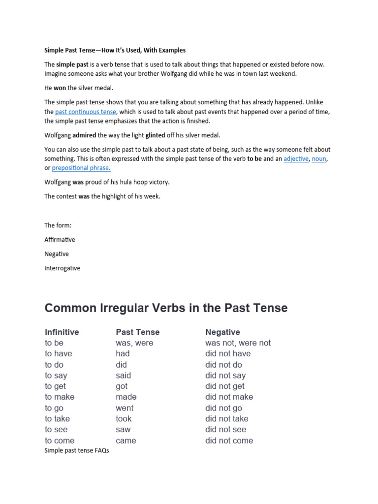 Past simple theory | PDF