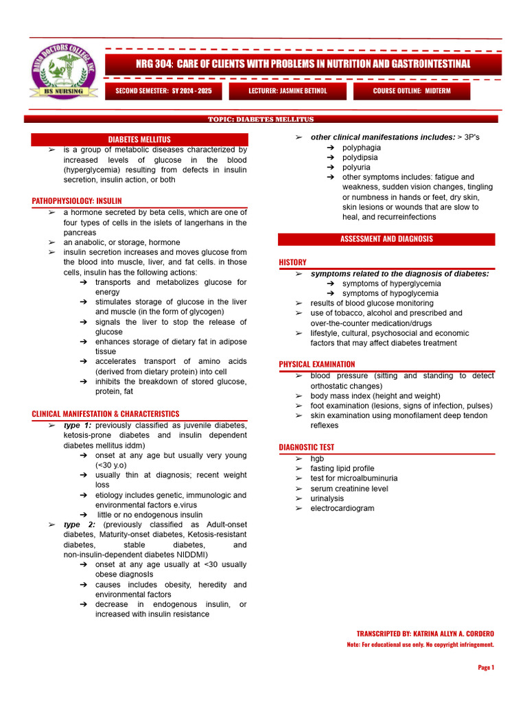 NRG 304 Lec 9 | PDF | Diabetes | Insulin