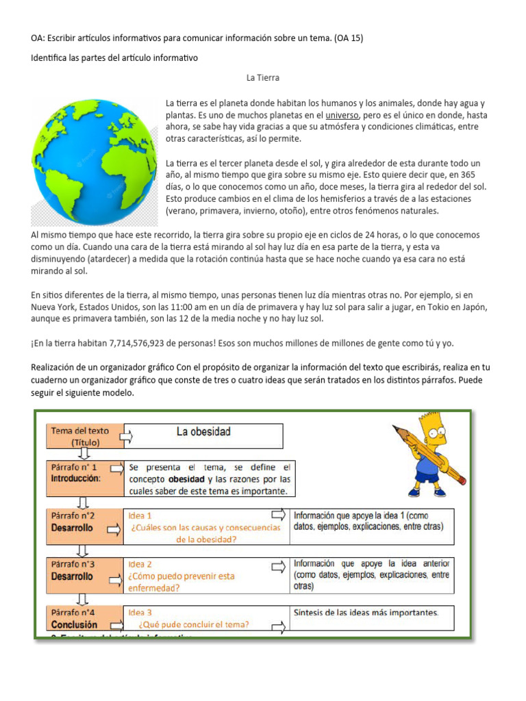 Guía Articulo Informativo | PDF | Tierra | Temporada de primavera)