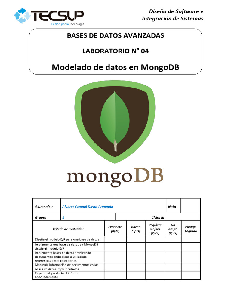 Lab04-BDAV - Modelado de Datos | PDF | Mongo Db | Bases de datos