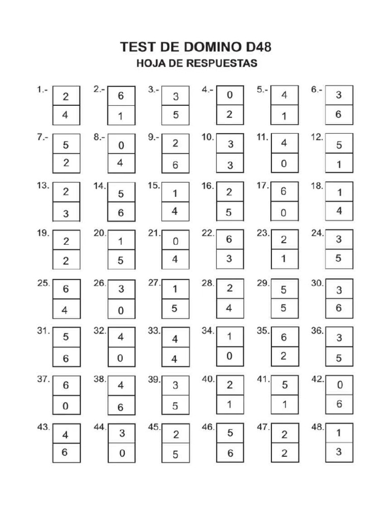 Test de Domino Imprimir | PDF