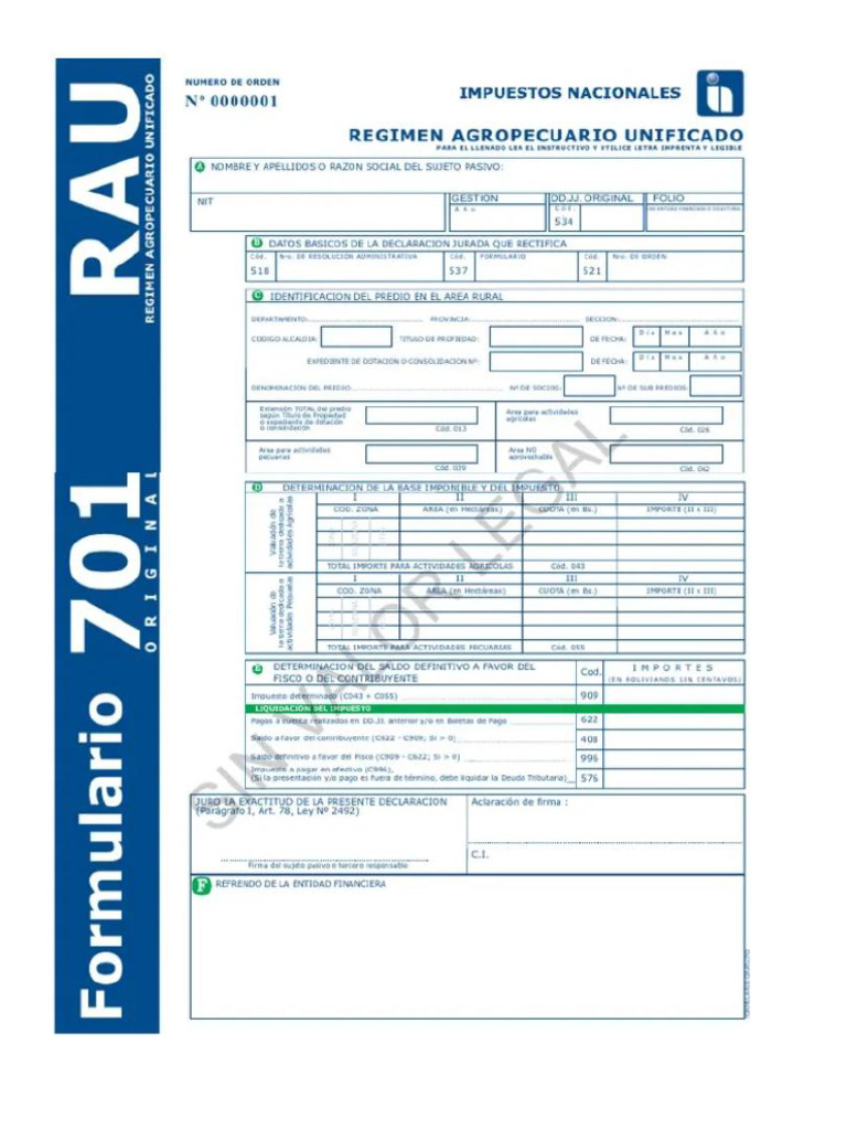 Formulario 701 RAU | PDF