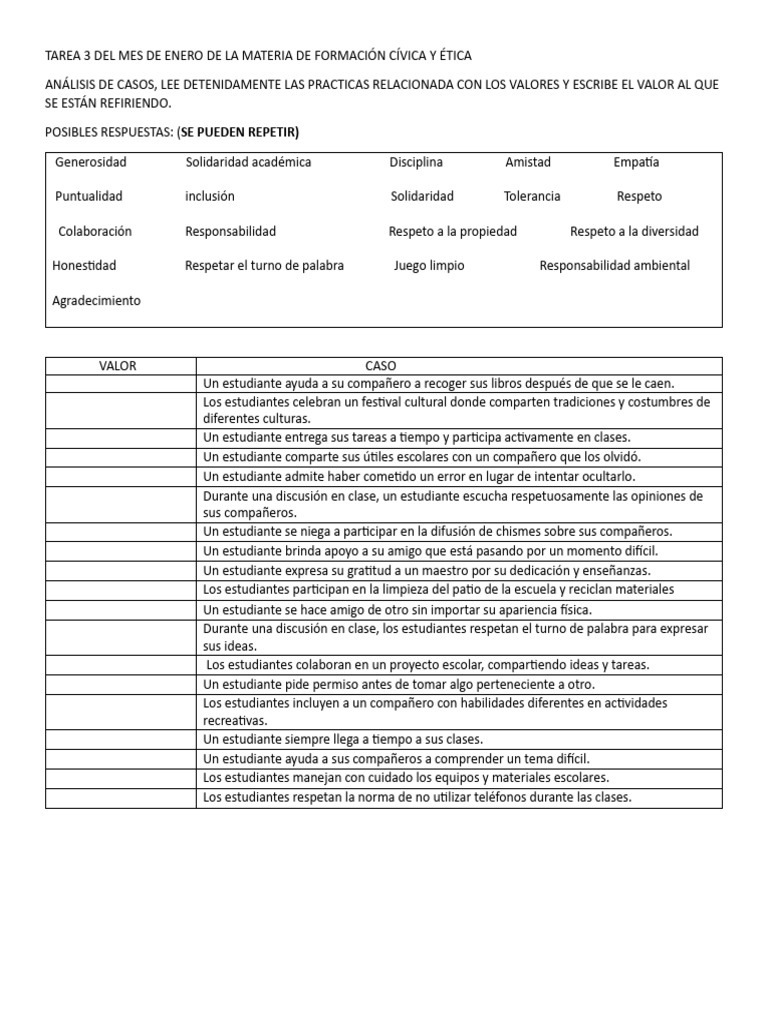 Enero Formación Cívica Y ética Pdf Salud Y Bienestar