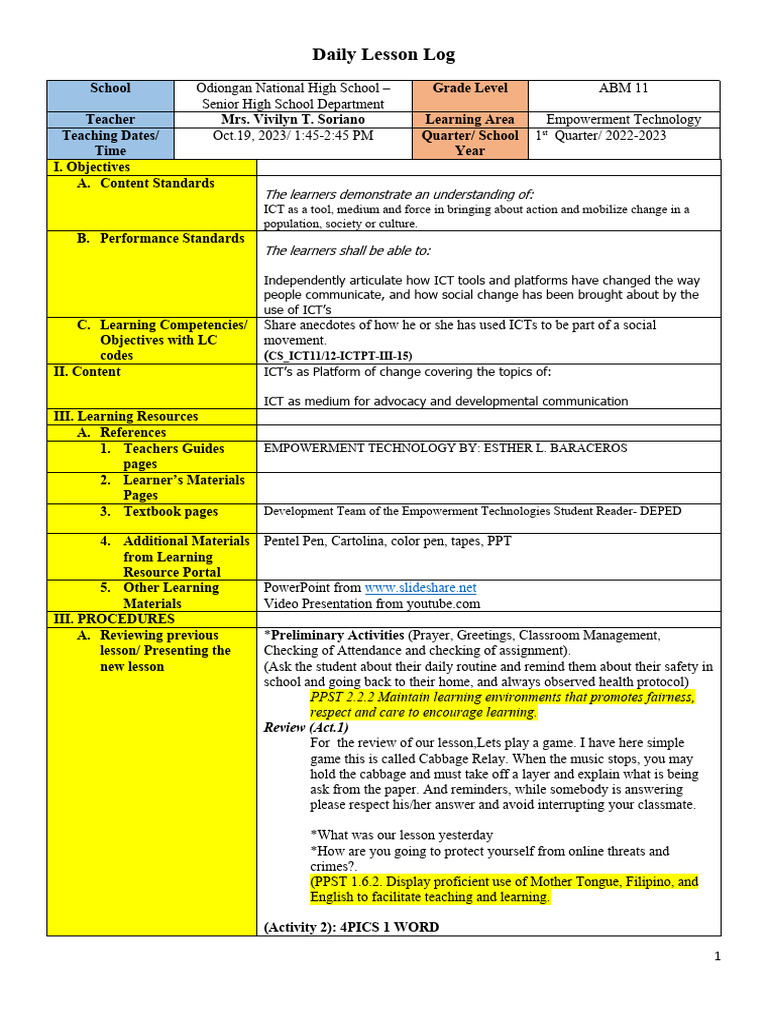Dll-Empowerment Technology | PDF | Educational Technology | Learning