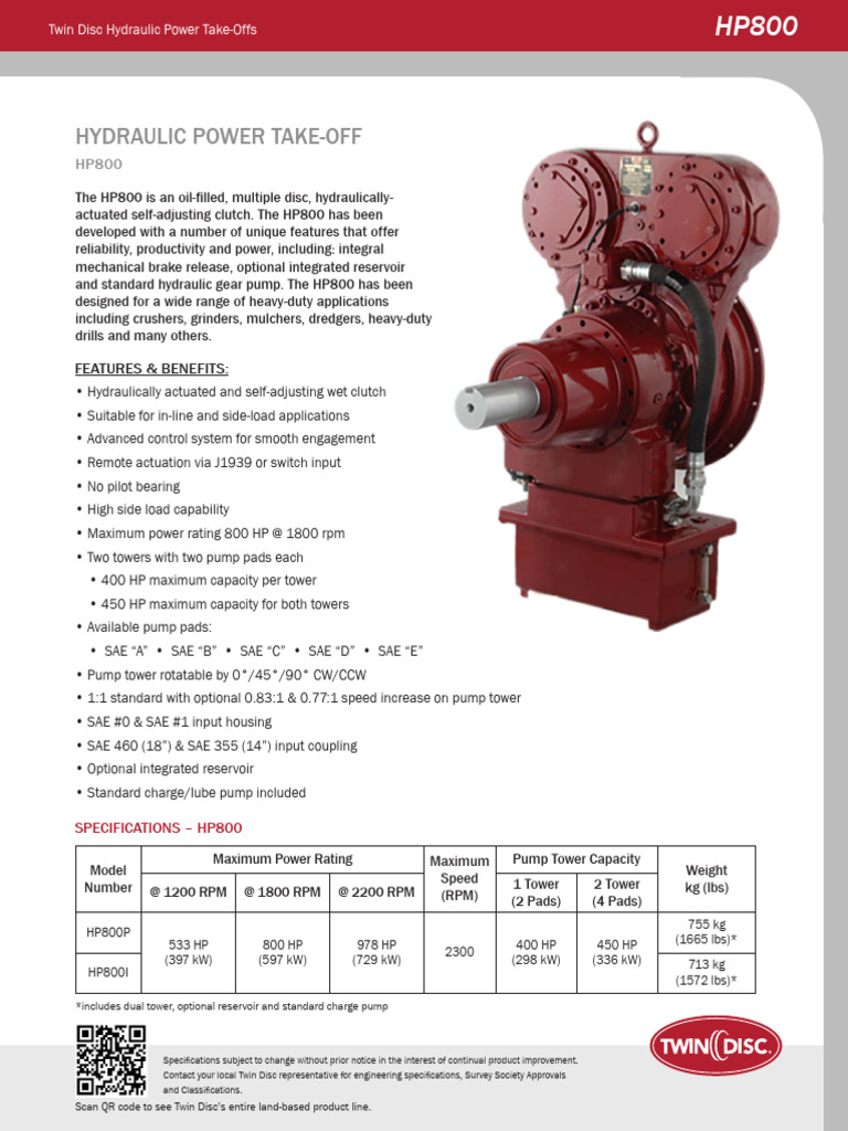 Twin Disc HP800 | PDF | Horsepower | Manufactured Goods