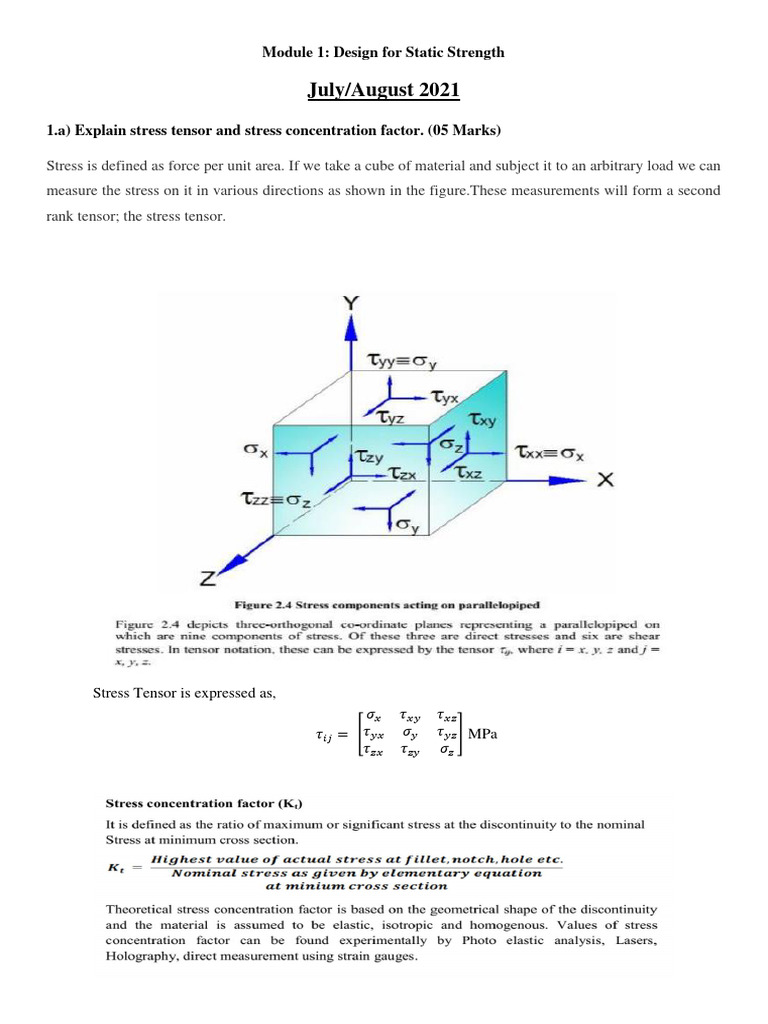 Module 1 | PDF | Stress (Mechanics) | Deformation (Engineering)