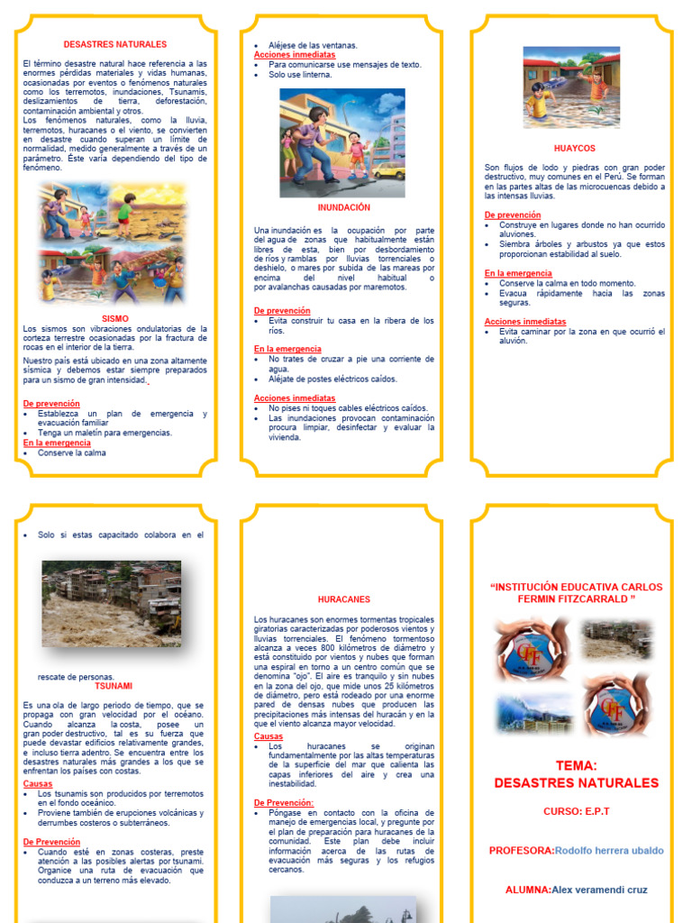 387951282-TRIPTICO-Desastres-Naturales de Alex | PDF | Desastres naturales | Temblores