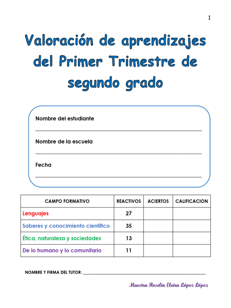Valoracion Primer Trimestre | PDF
