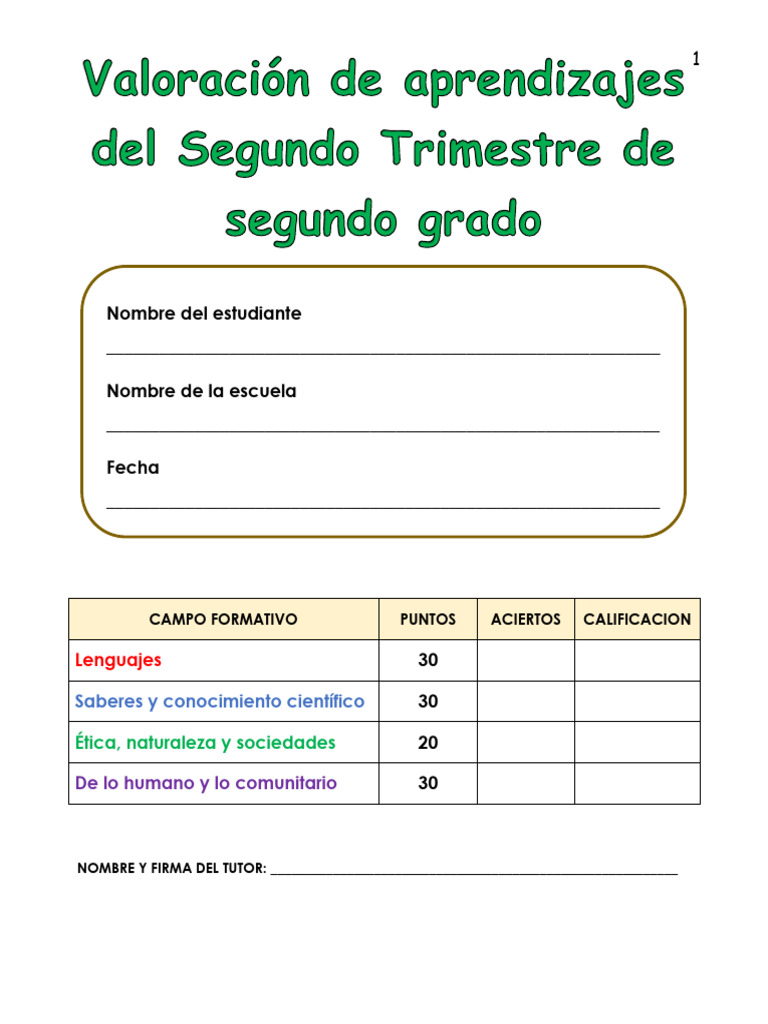 VALORACION DEL SEGUNDO TRIMESTRE | PDF