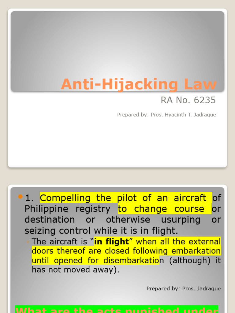 4 Anti-Hijacking Law | PDF | Chemical Substances | Crimes
