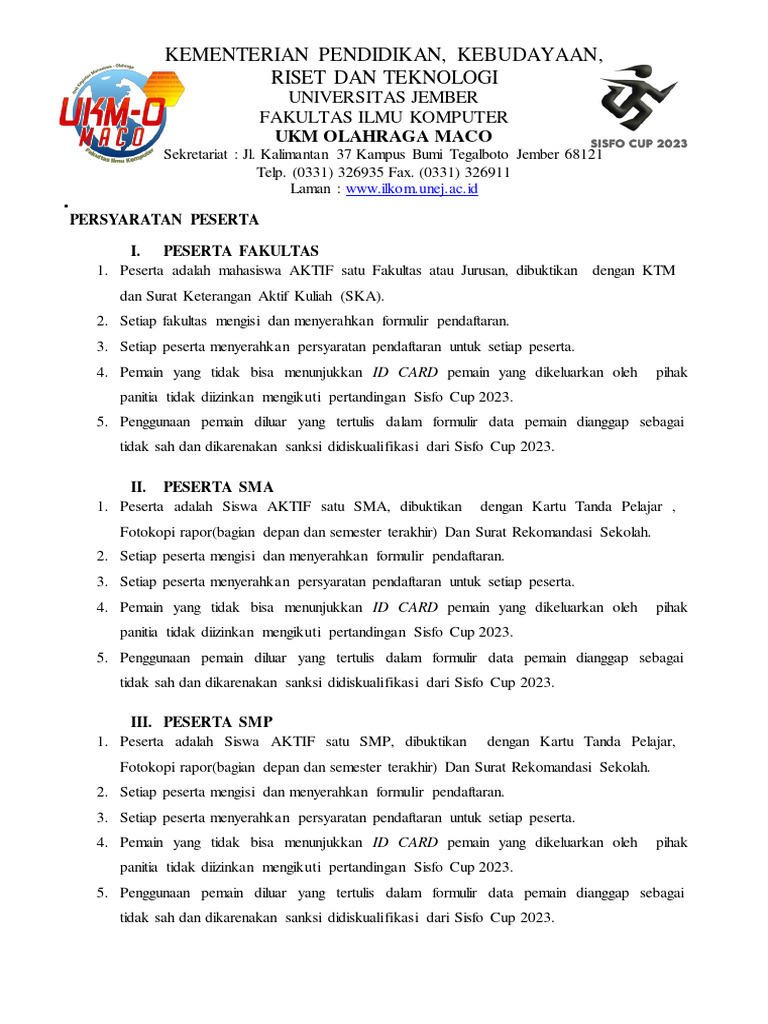 Form Sisfo 2023 | PDF | Karier & Perkembangan | Olahraga & Rekreasi
