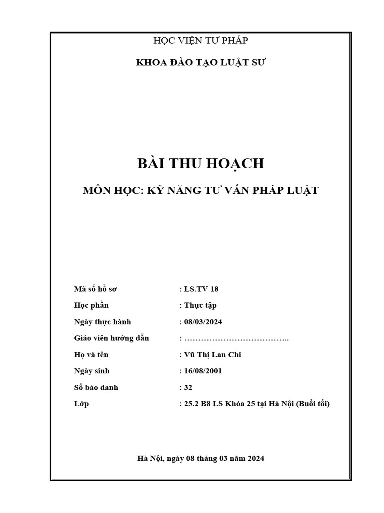 Bai Thu Hoach LS3 | PDF