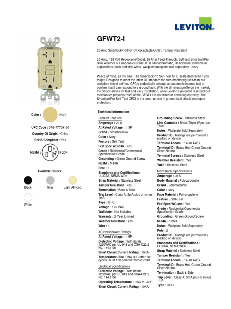 Product Spec or Info Sheet - GFWT2-I | PDF | Electrical Engineering ...