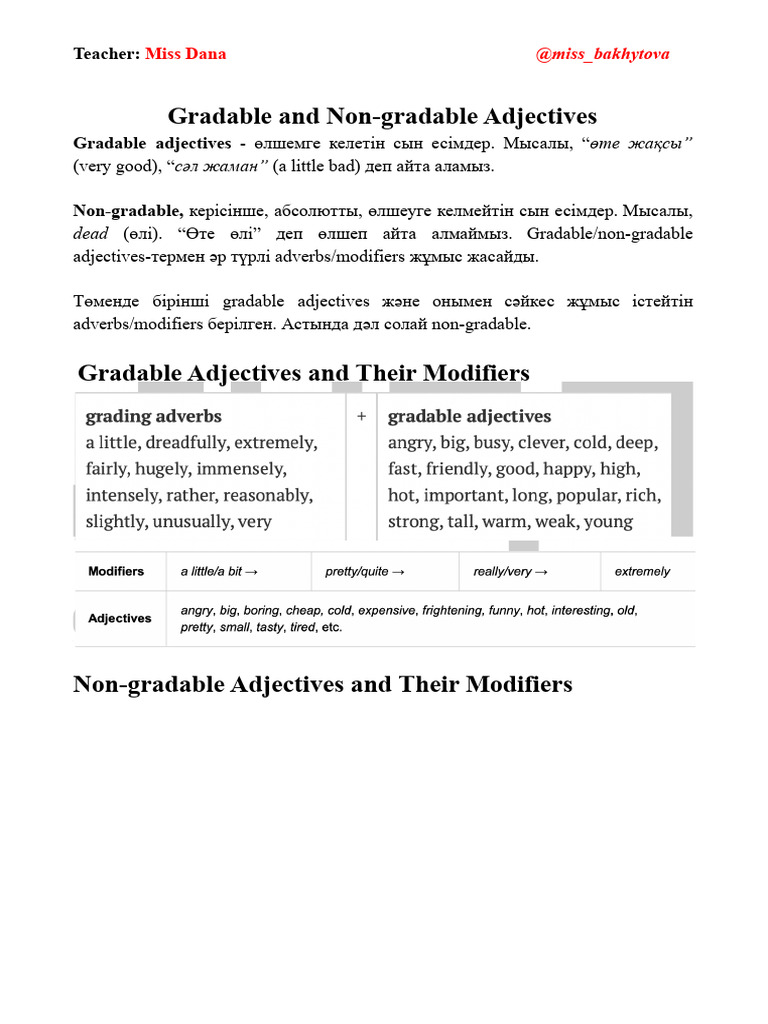 Gradable and Non-Gradable Adj - Miss Dan | PDF