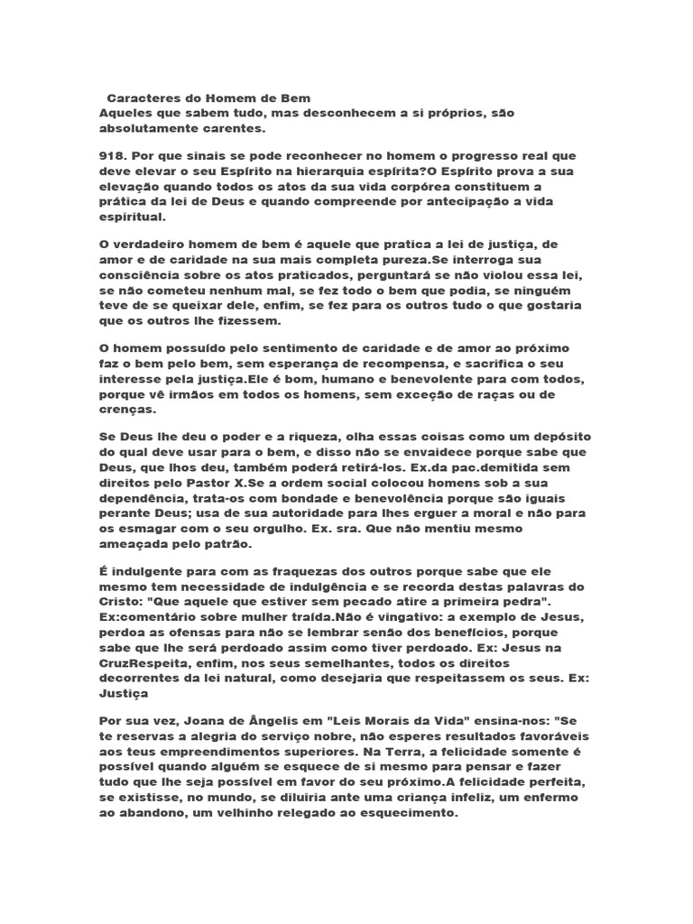 Características do Homem de Bem | PDF | Amor | Jesus